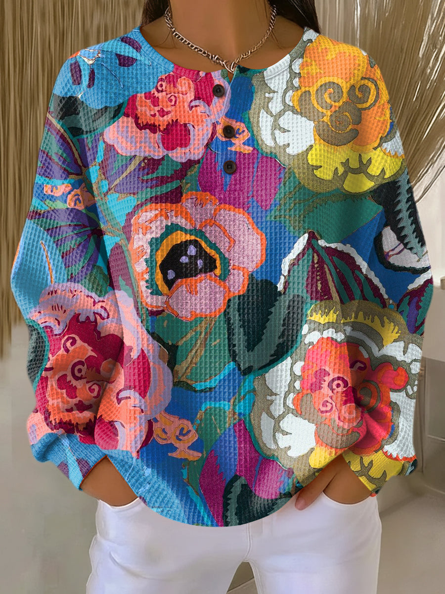 Ida | Sweater with Large Colorful Flowers – Ellis and Porter